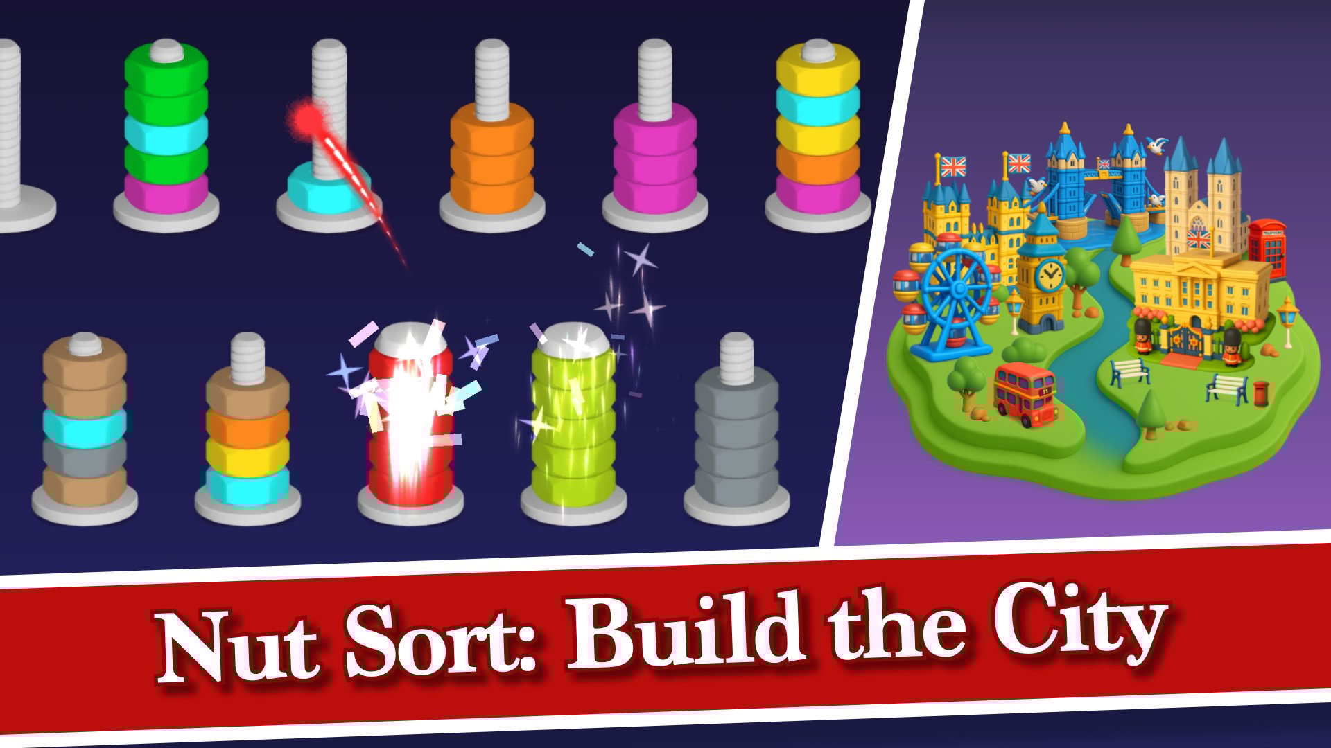 Nut Sort: Build the City 🕹️ Zagraj na CrazyGames